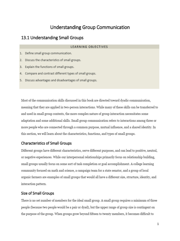Small Group Communication Essentials | PDF | Communication | Identity ...