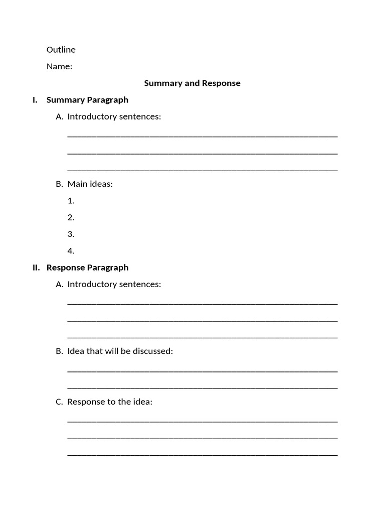 Summary&Response Outline | PDF