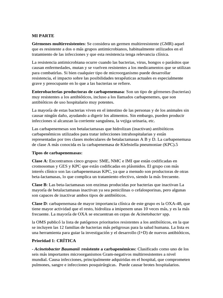 Gérmenes multirresistentes y carbapenemasas | PDF | Resistencia ...