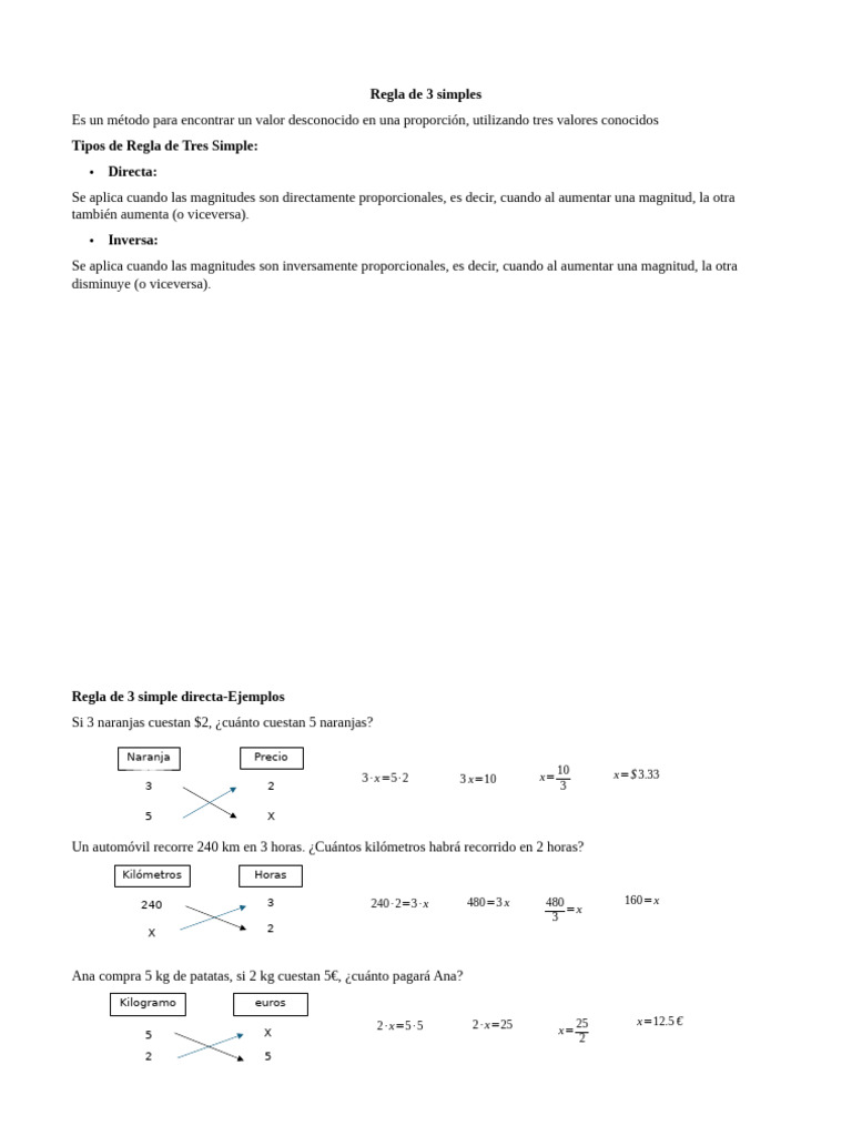 Regla de 3 Simple | PDF