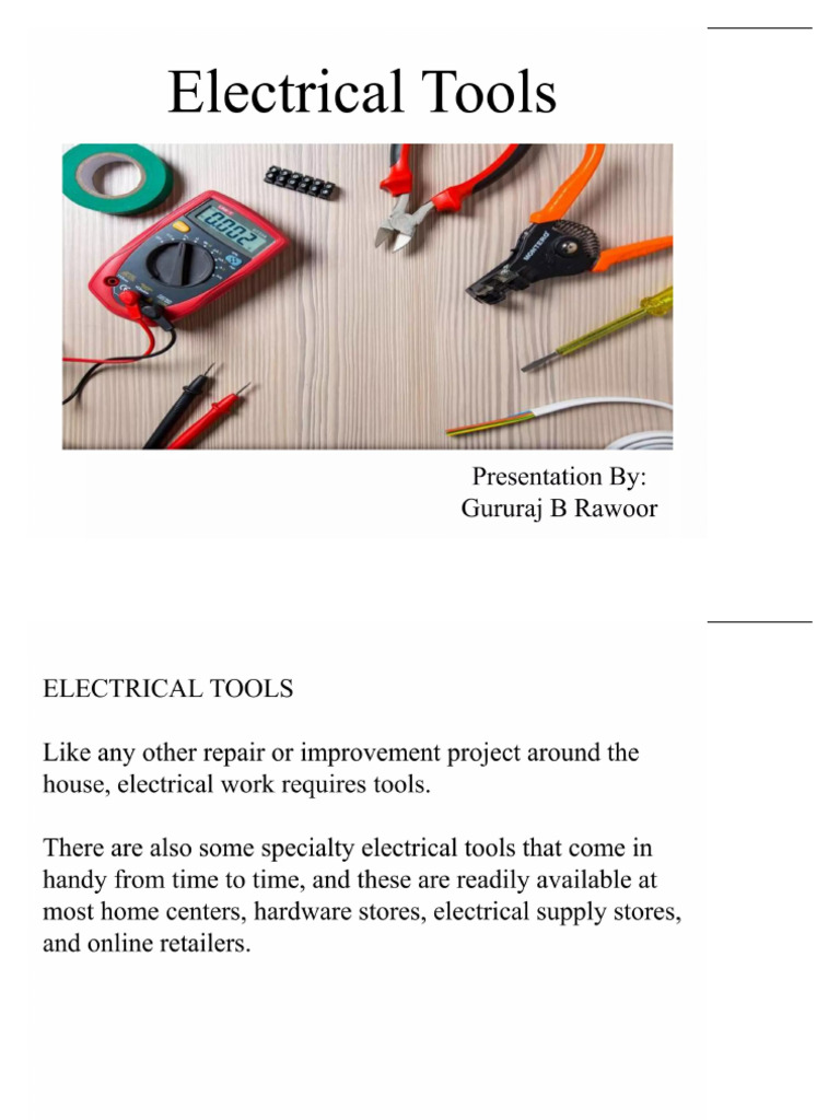 Electrical Tools Pdf