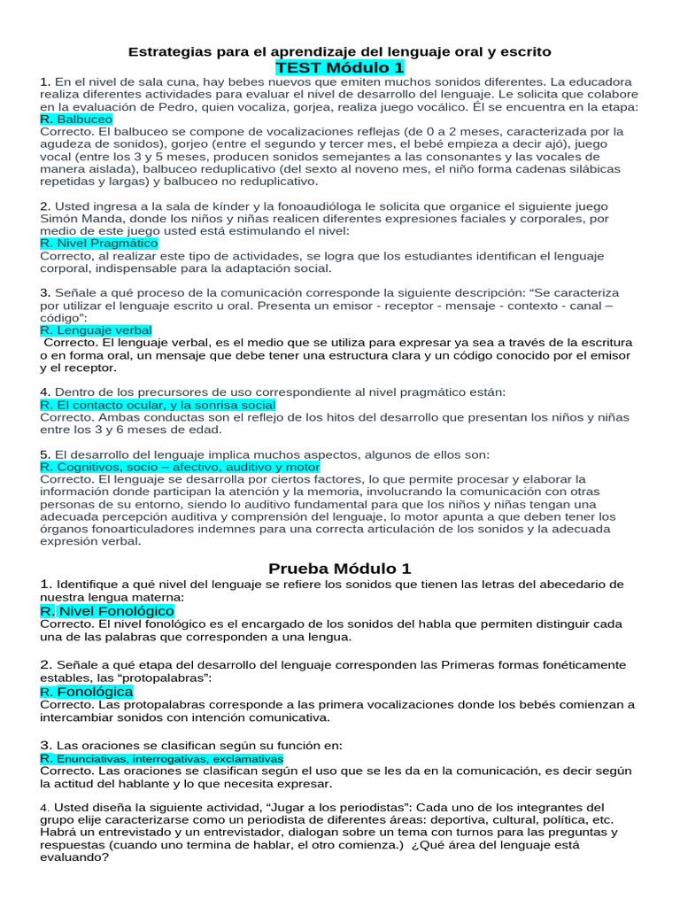 Estrategias para El Aprendizaje Del Lenguaje Oral y Escrito | PDF ...