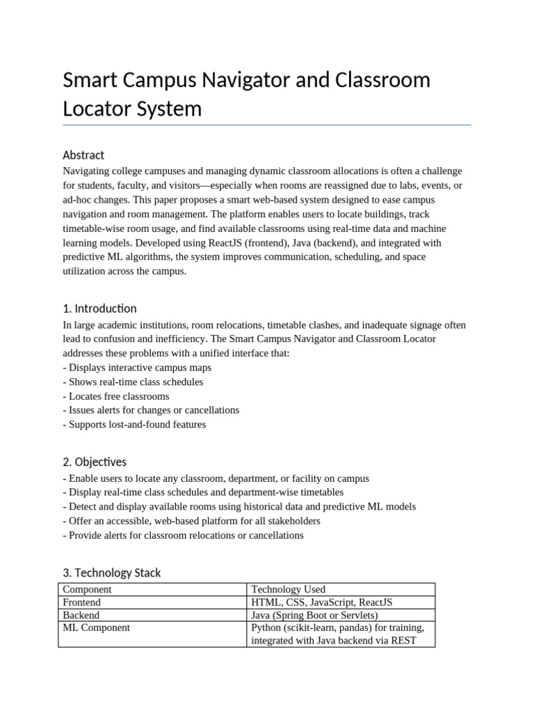 Smart Campus Navigator System Overview | PDF | Java (Programming ...