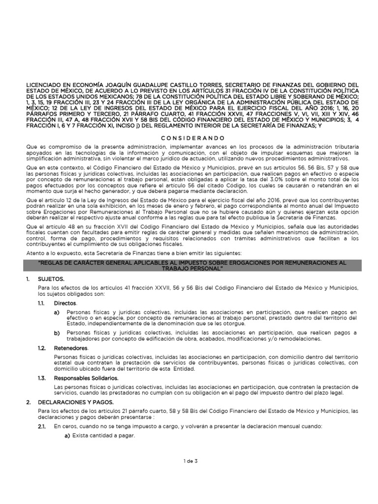 Reglas Erogaciones Remuneraciones Trabajo Personal | PDF | Impuestos ...