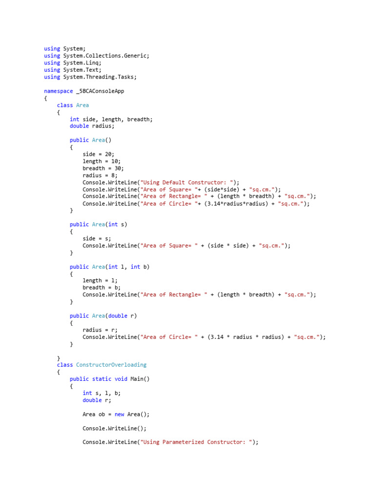Constructor Overloading | PDF