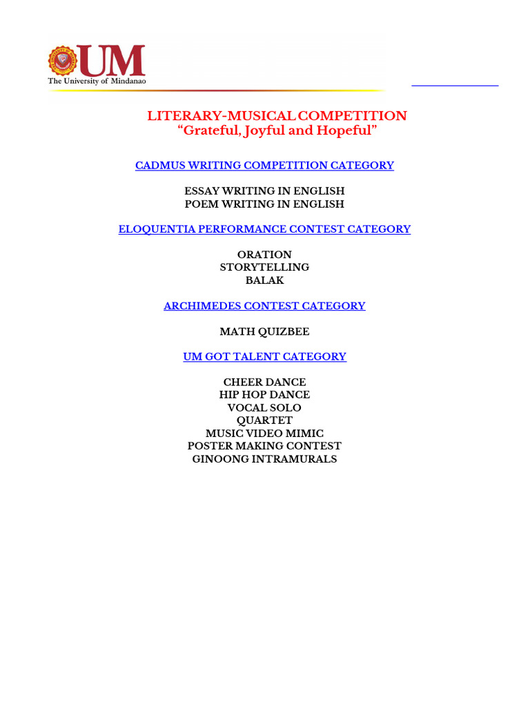 LitMus Competition Guidelines 2024 | PDF | Poetry | Storytelling