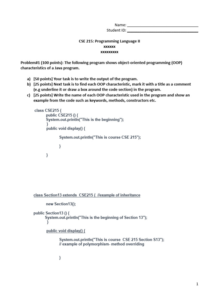Java OOP Characteristics Assignment | PDF | Method (Computer ...