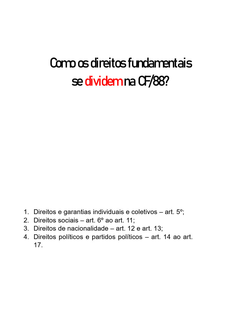 Direitos Fundamentais na CF/88: Estrutura e Limites | PDF ...