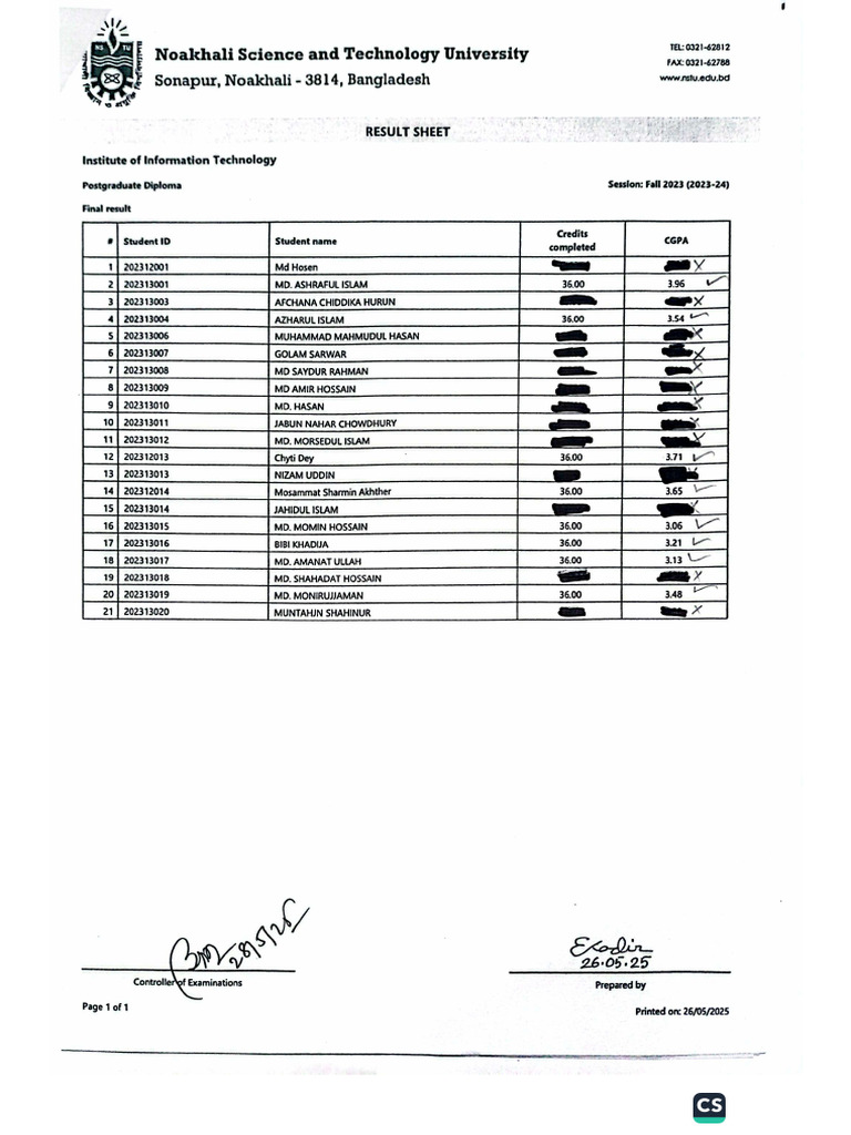 Final Result PGD | PDF