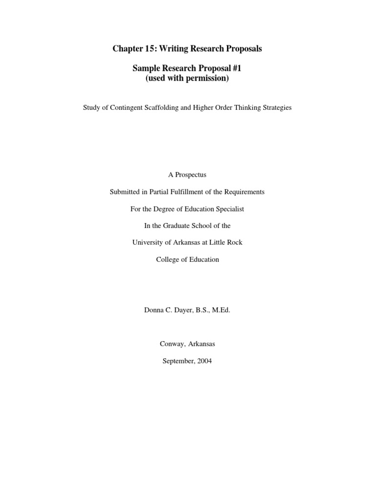 Chapter 15: Writing Research Proposals Sample Research Proposal #1 ...
