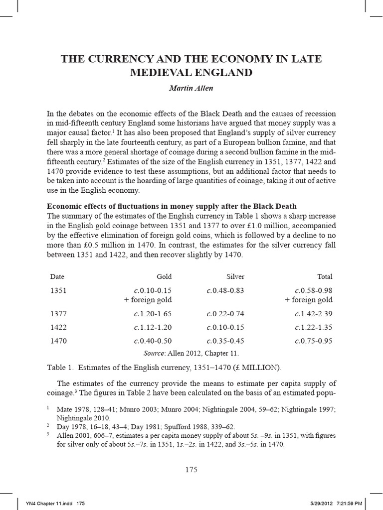 Currency & Economy of Late Medieval England (Allen 2012) | PDF | Coins ...