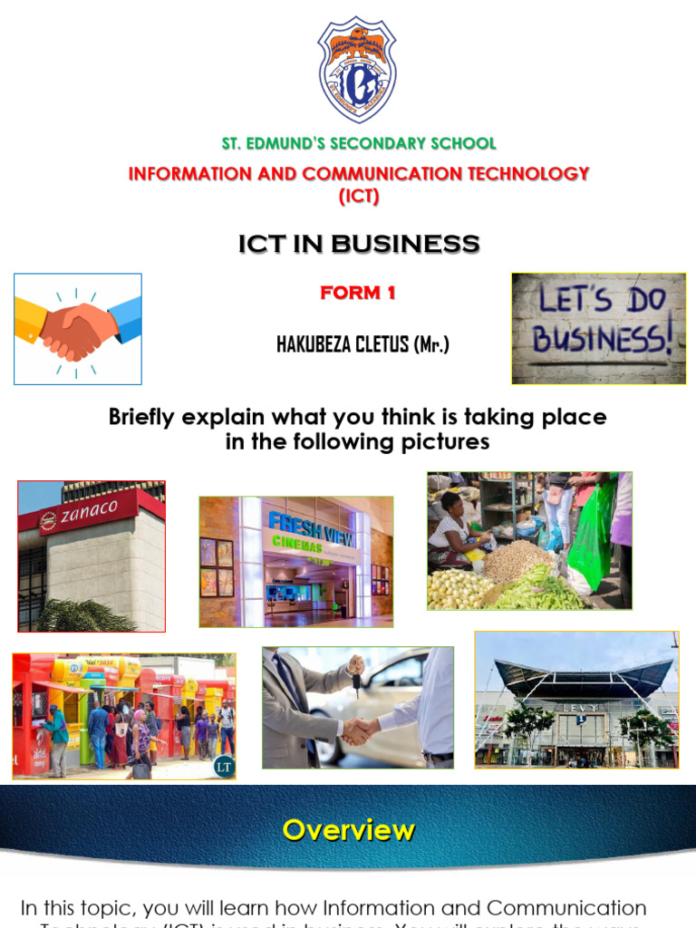 ICT in Business - Form 1 ICT - Hakubeza.C - 1 | PDF | Information And Communications Technology ...