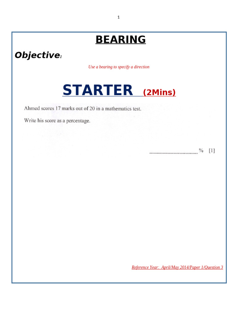 Bearings Practice Questions and Worksheet | PDF