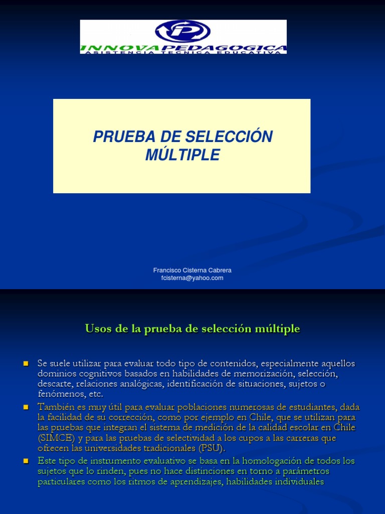 LA PRUEBA DE SELECCIÓN MÚLTIPLE | Dispersión estadística | Estadística
