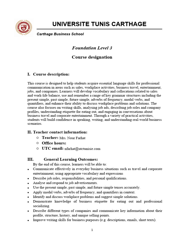 Business English Communication Course | PDF | Grammatical Tense ...
