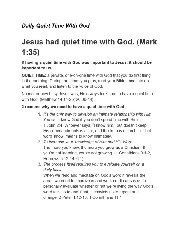 Daily Quiet Time with God Guide | PDF | God | Bible