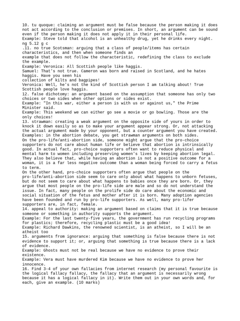 Some Common Logical Fallacies Part 2 | PDF | Anti Abortion Movements ...