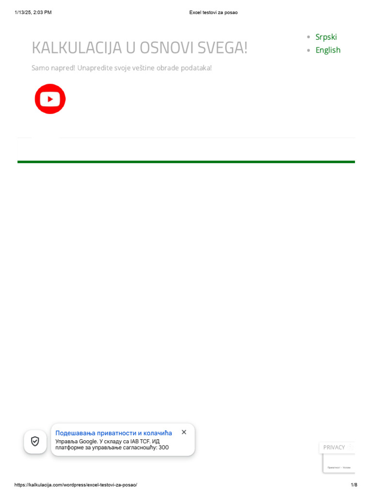 1 Excel Testovi Za Posao | PDF
