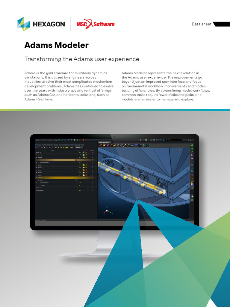 Hexagon Mi MSC Adams Modeler Datasheet A4 Web | PDF | Computer Aided Design | 3 D Modeling