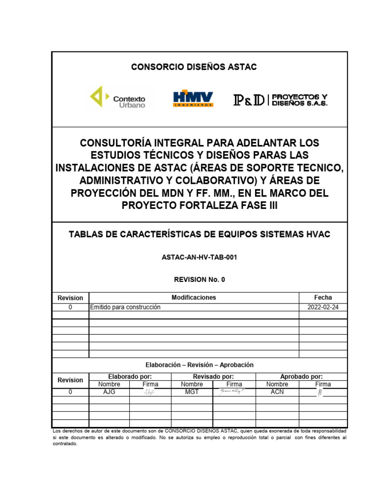 Astac PR HV Tab 001 Caracteristicas Equipos | PDF