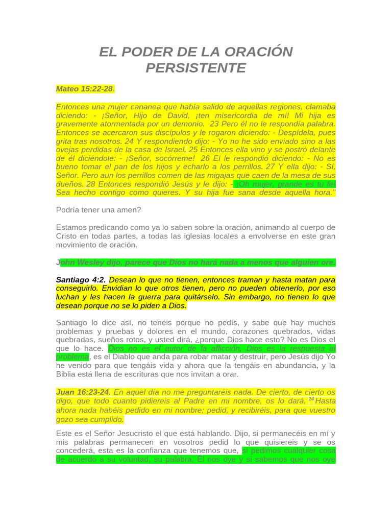 Oración Persistente: Fe y Poder | PDF | Oración | Jesús