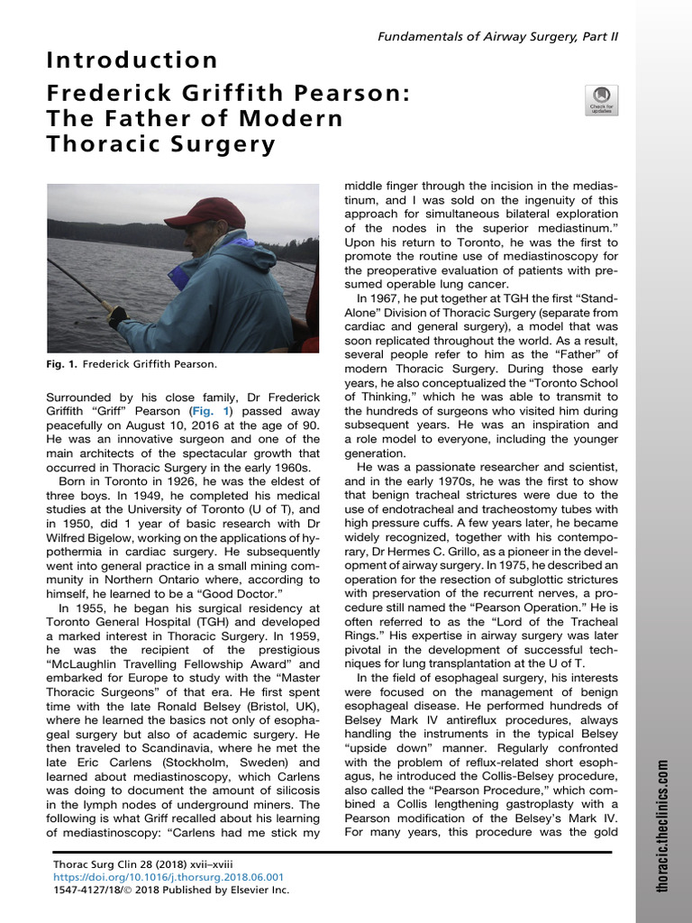 Dr. Frederick Griffith Pearson: Thoracic Surgery Pioneer | PDF ...