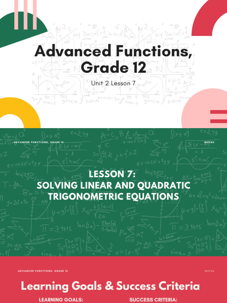 Solving Trigonometric Equations in Grade 12 | PDF | Equations ...
