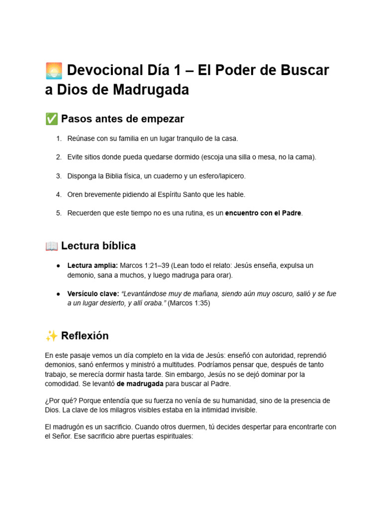 ? Devocional Día 1 | PDF | Oración | Contenido bíblico
