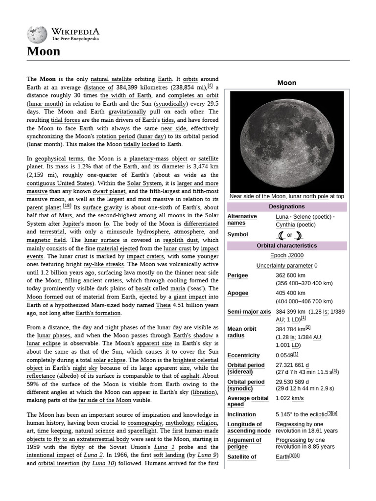 Moon | PDF | Moon | Giant Impact Hypothesis