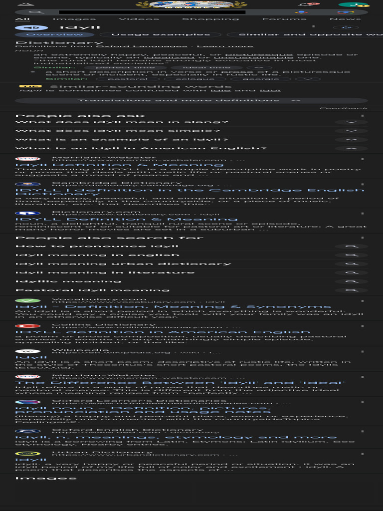 Idyll Meaning - Google Search | PDF | Dictionary | English Language
