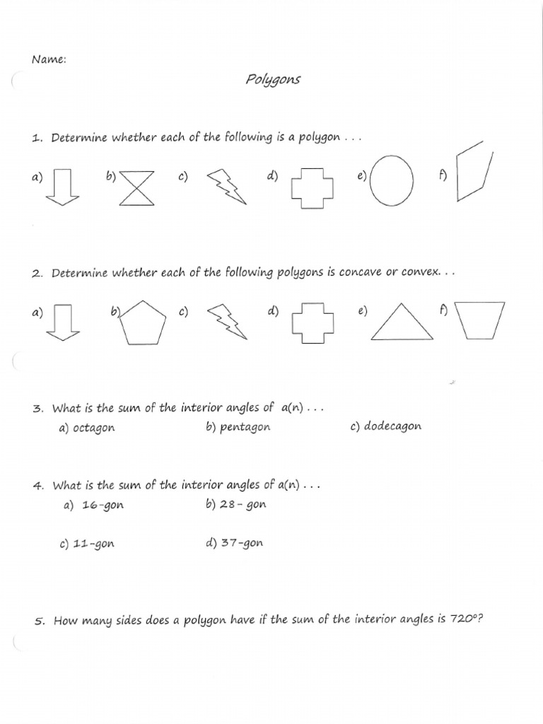 Day 1 Polygons HW WS | PDF