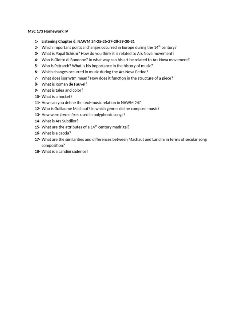MSC 173 Homework 4 Ars Nova 2 | PDF