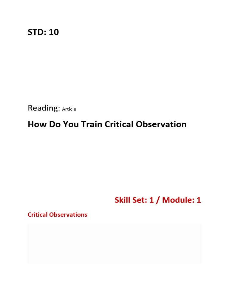 Training Critical Observation Skills | PDF | Cognitive Psychology ...