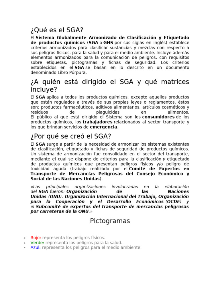 Qué Es El SGA | PDF | Química
