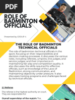 Badminton Officials: Roles and Responsibilities | PDF | Referee