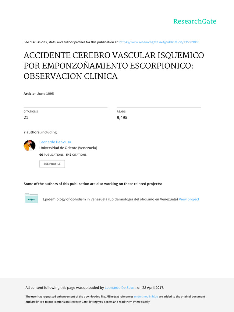 Accidente Cerebrovascular Por Escorpioni | PDF