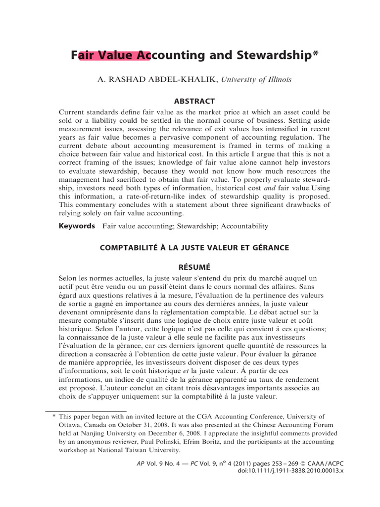 Fair Value Accounting vs. Historical Cost | PDF | Interest | Fair Value