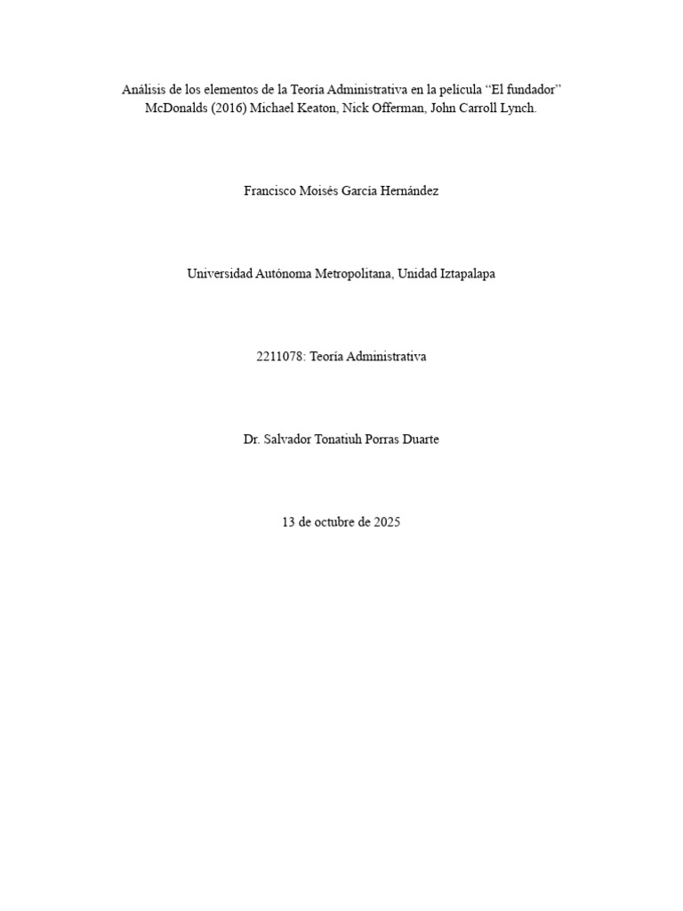 Película 2. El Fundador. FMGH | PDF | Business