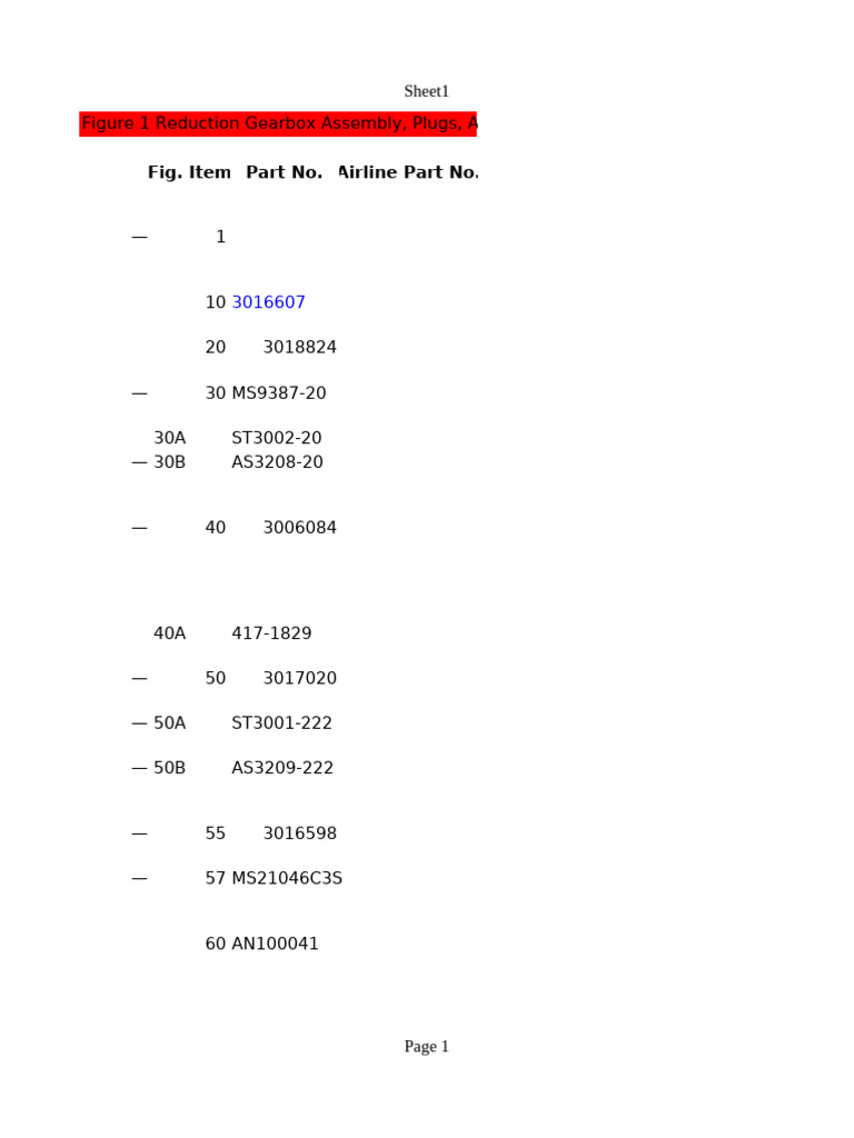 Reduction Gearbox Assembly Parts List | PDF | Machines | Manufactured Goods