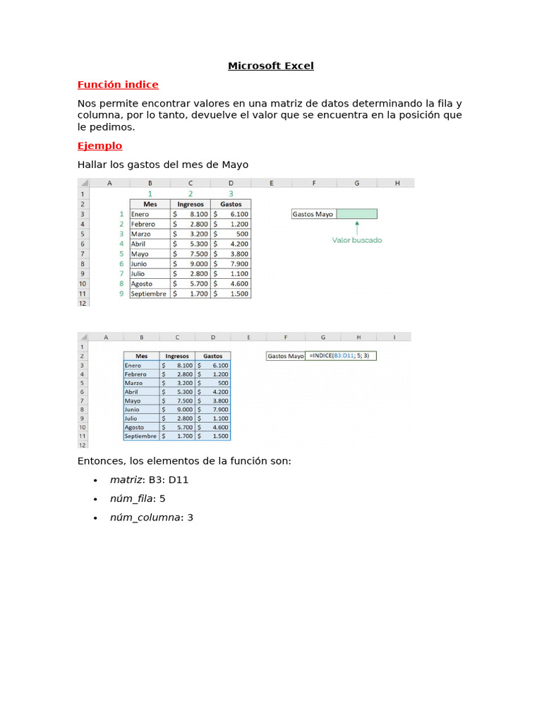 Funcion Indice y Coincidir | PDF