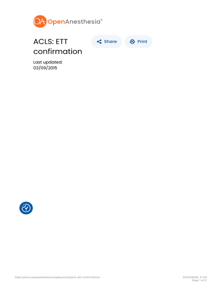 ACLS - ETT Confirmation - OpenAnesthesia | PDF