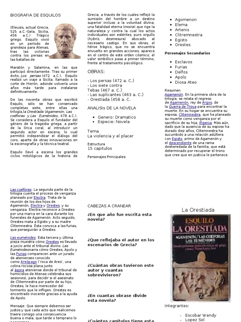 Biografia de Esquilo1 | PDF | Esquilo | Mitología griega
