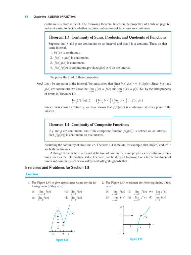 Exercises and Problems For Section 1.8 | PDF | Continuous Function ...