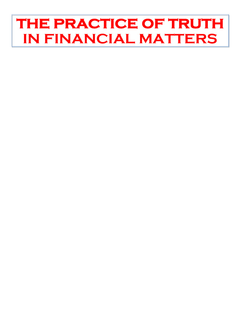 The Practice of Truth in Financial Matters | PDF | Jesus | Truth