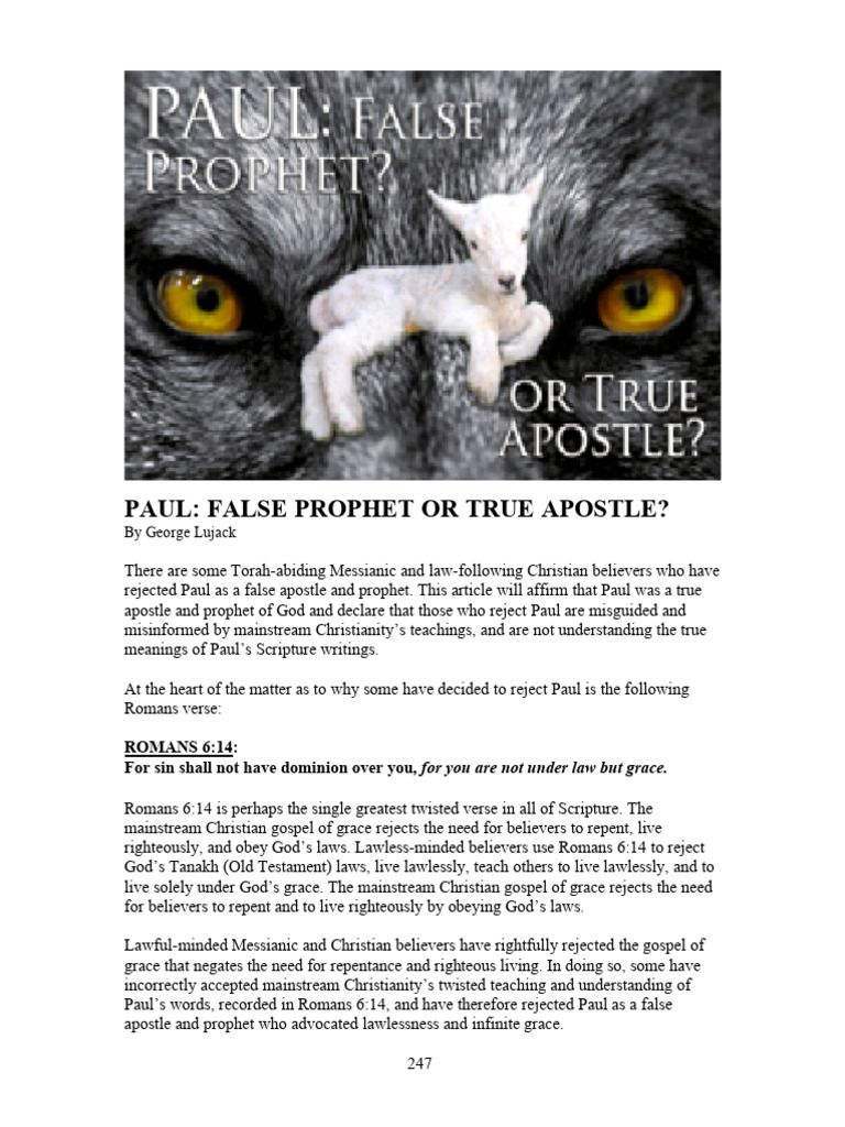 Paul False Prophet or True Apostle - 1 | PDF | Paul The Apostle ...