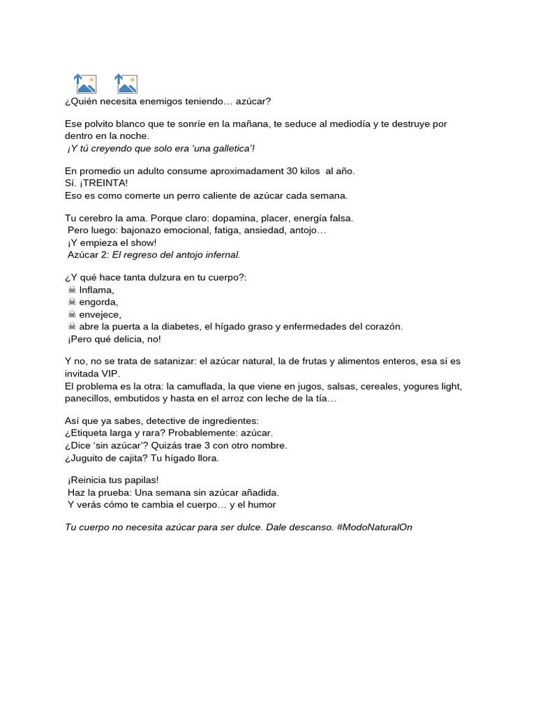 Efectos del azúcar en tu salud | PDF