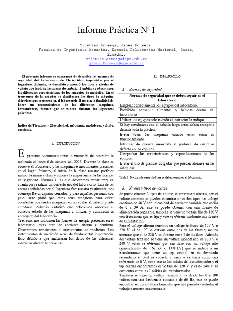 Normas y Equipos en Laboratorio Eléctrico | PDF | Corriente eléctrica ...