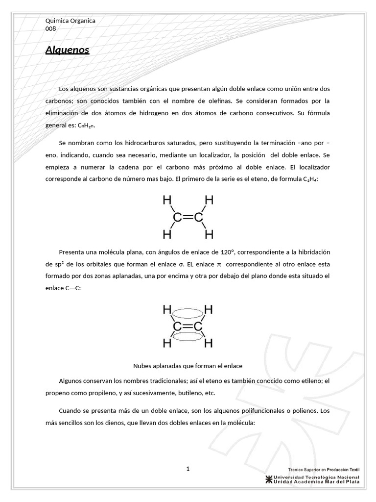 008 - Alquenos y Alquinos | PDF | Alqueno | Etileno