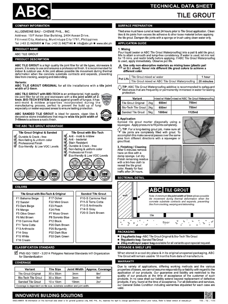 ABC Grout Tds | PDF