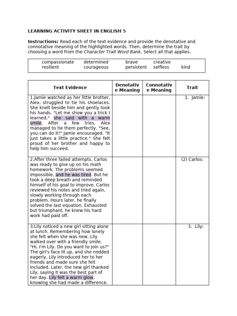 Learning Activity Sheet in English 5 | PDF